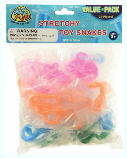 Stretchy Toy Snakes/24-Pc (Include 24 Units) - ToyHo.com