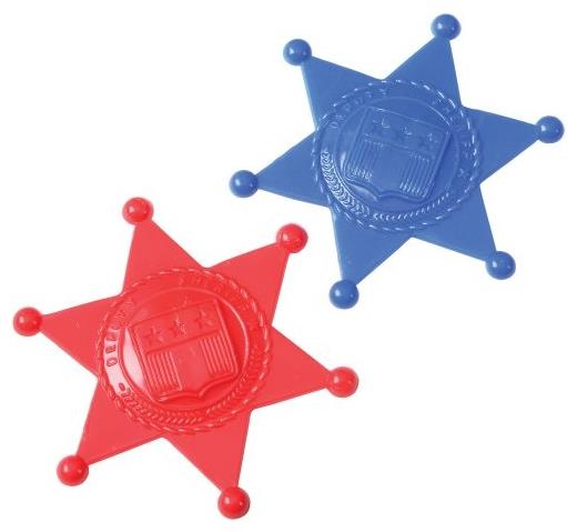 Blue & Red Sheriff Badges (Include 12 Units) - ToyHo.com